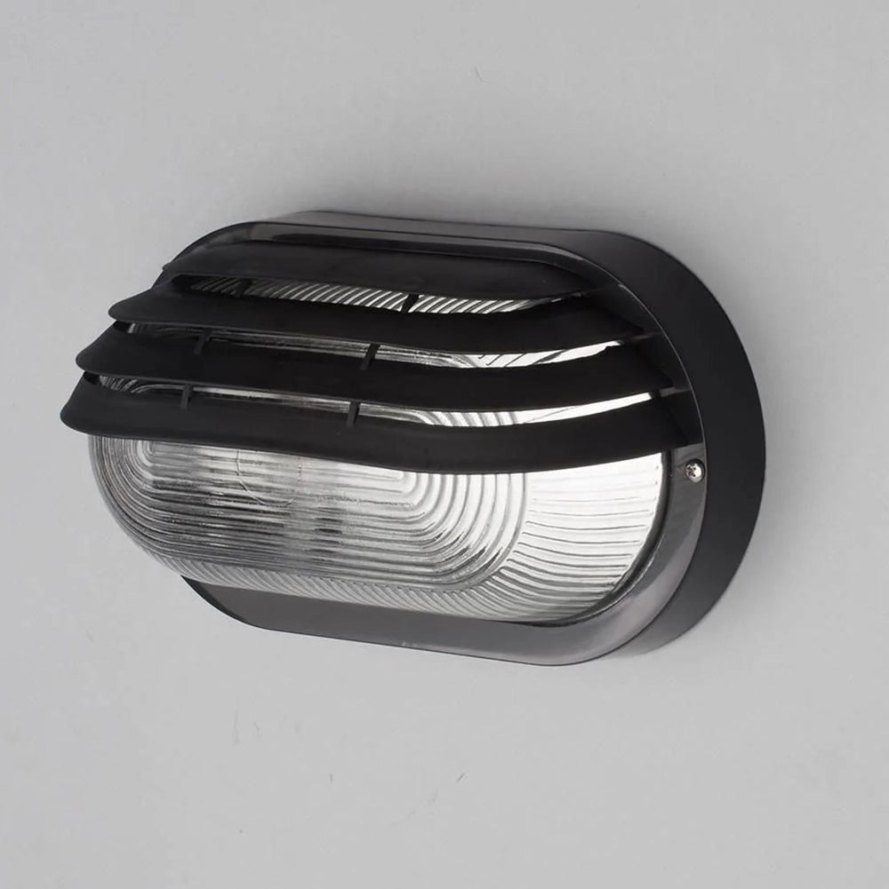 Black Oval Caged Bulkhead Light IP44 E27 | In Stock & Fast Dispatch ...