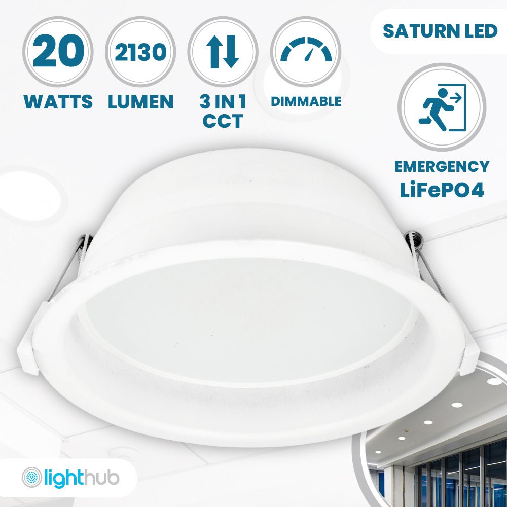 LED Tri-Colour Emergency Recessed Round Dimmable Commercial Downlight ...