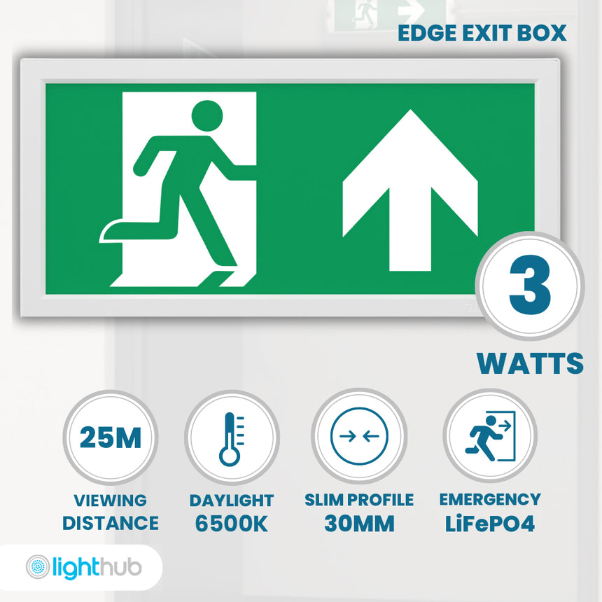 EDGE Fire Exit Box Slim Over Door LED Sign Light | 3hr Emergency ...