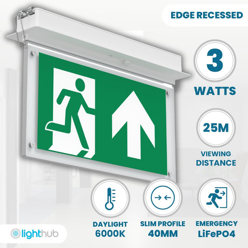 LED Recessed Fire Exit Wall Ceiling Running Man Light | 3hr Emergency ...