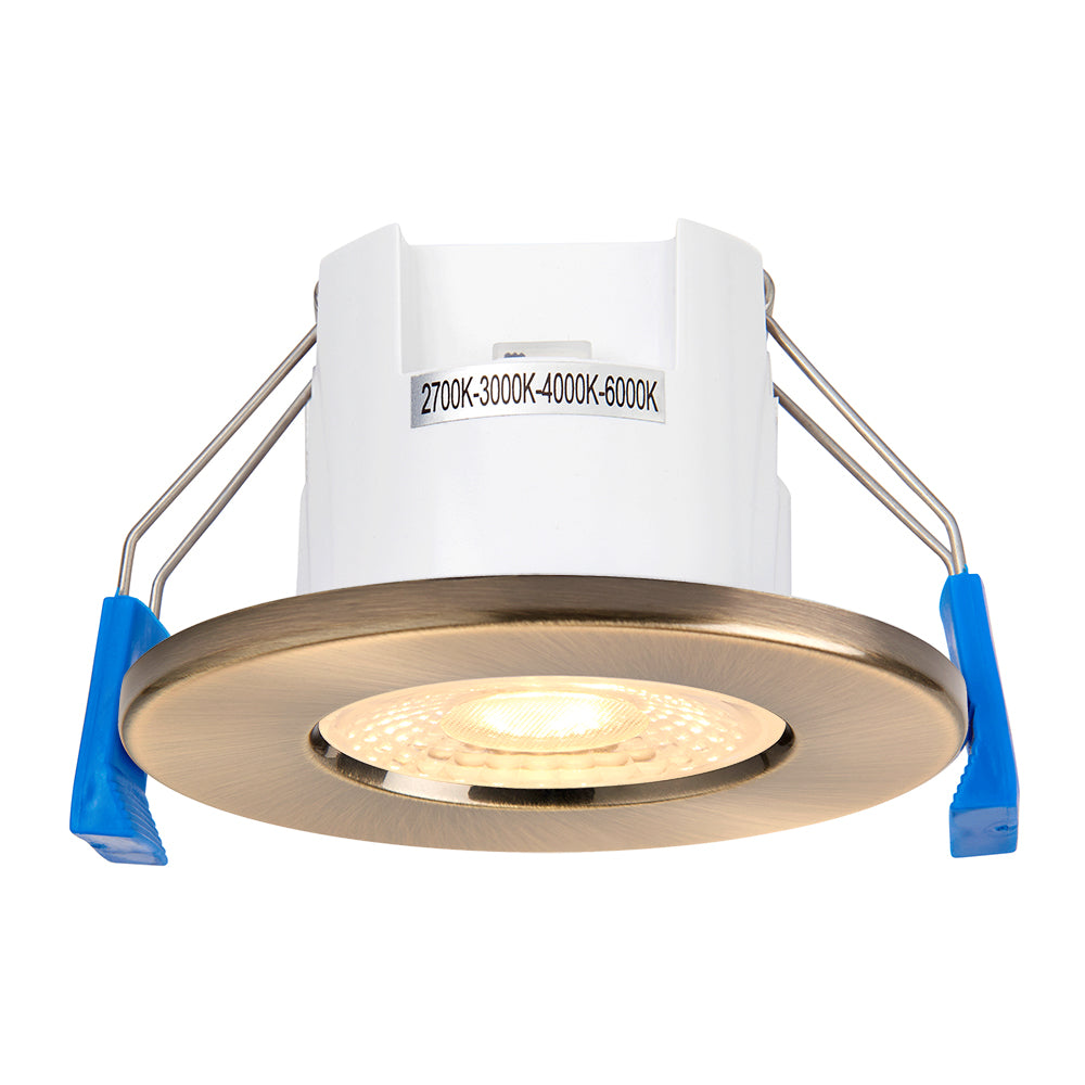 Buy IP65 LED Fire Rated 4 CCT Dimmable Antique Brass Downlight | In ...