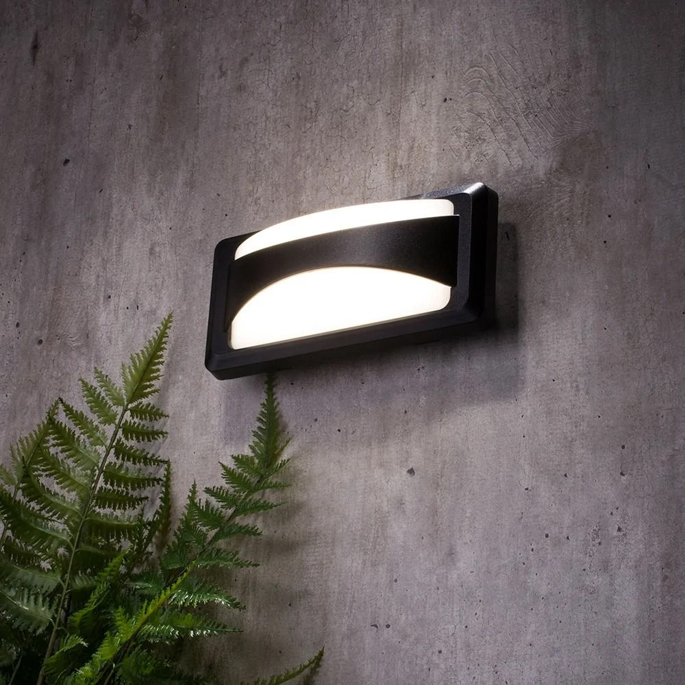 Outdoor Curved Up Down Wall Light Fitting LED IP65 Black | In Stock ...