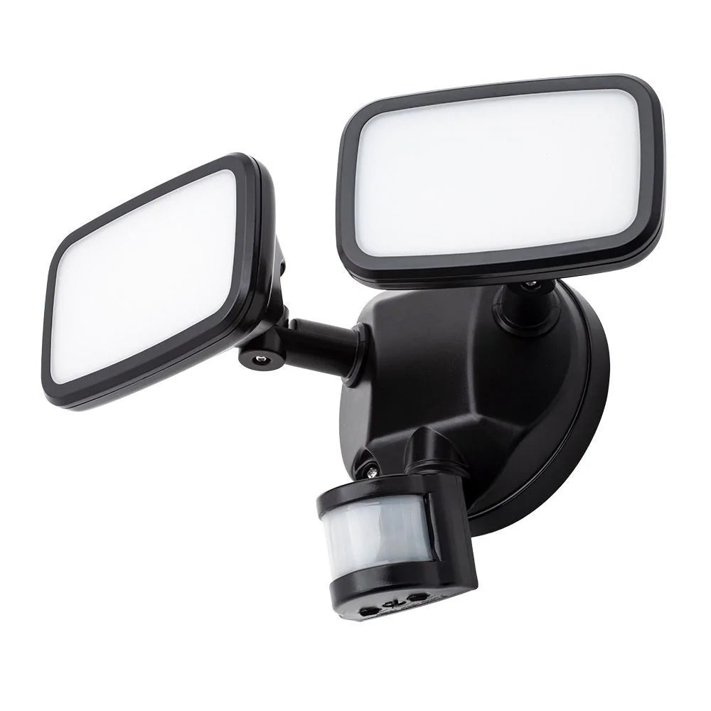 Outdoor LED Twin Wall Spot Light IP65 Black PIR Sensor | In Stock ...