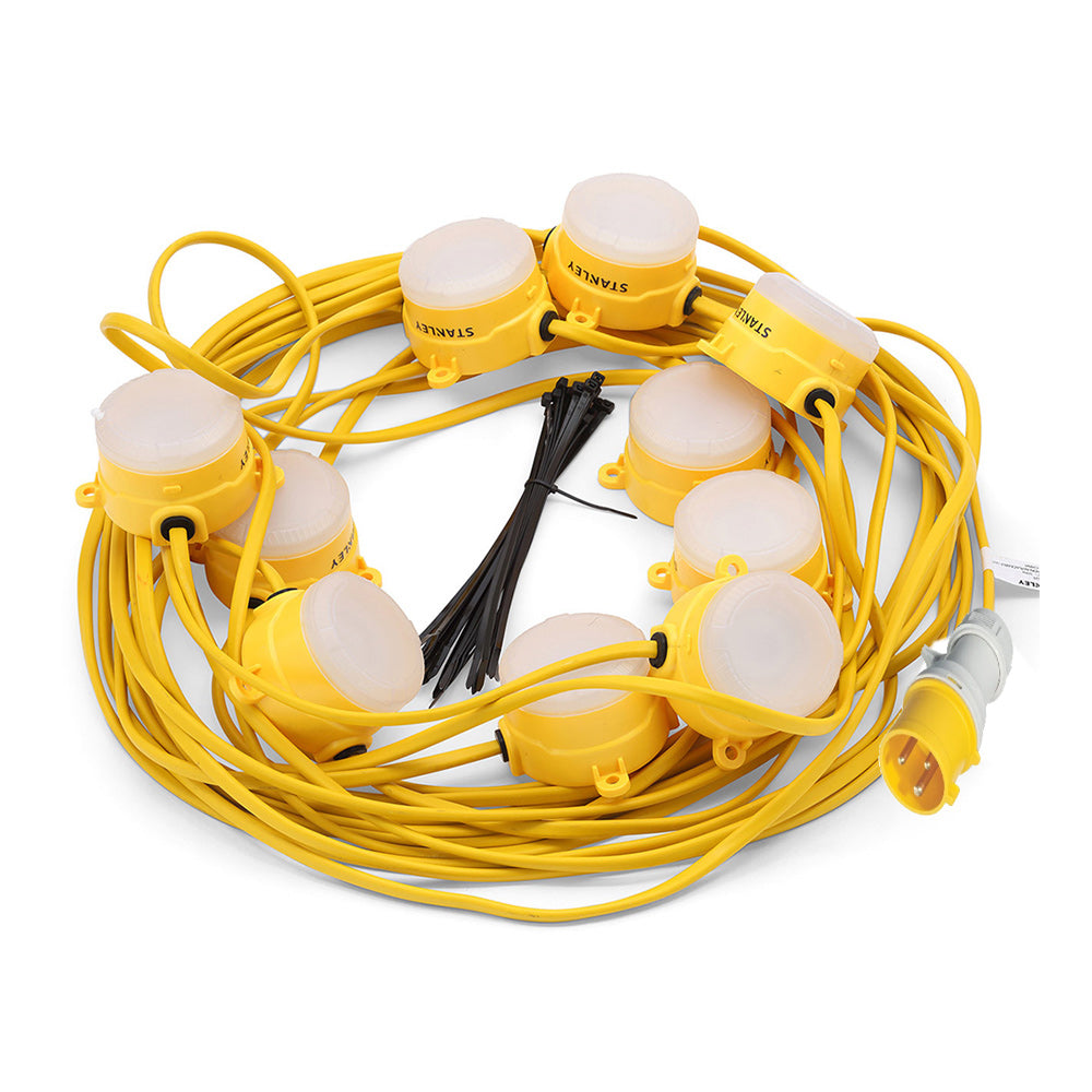 110V IP44 22m LED Festoon Light Kit | Yellow | In Stock – LightHub Direct