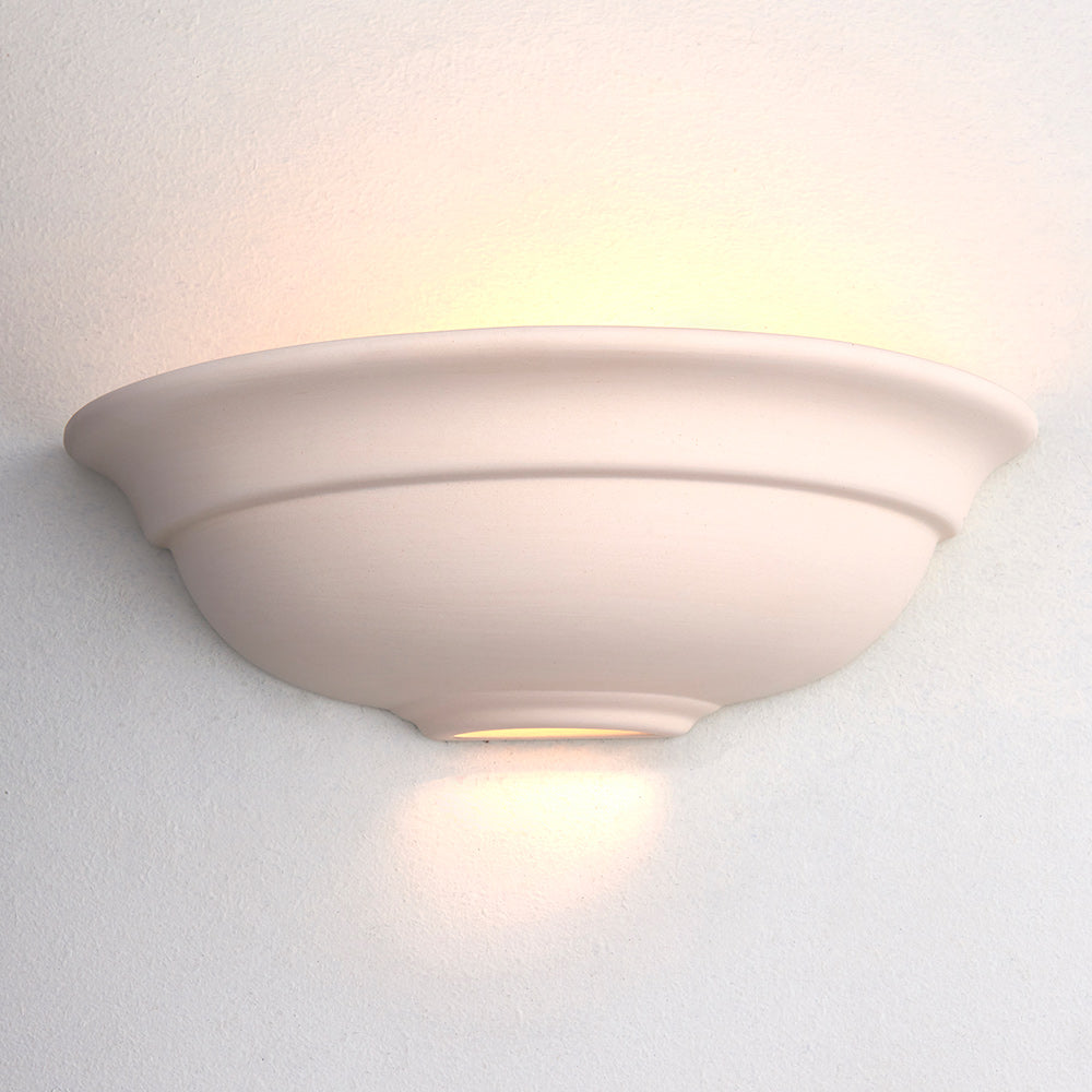 HILLSIDE Up Half Moon Ceramic Uplighter Light | E14 SES – LightHub Direct