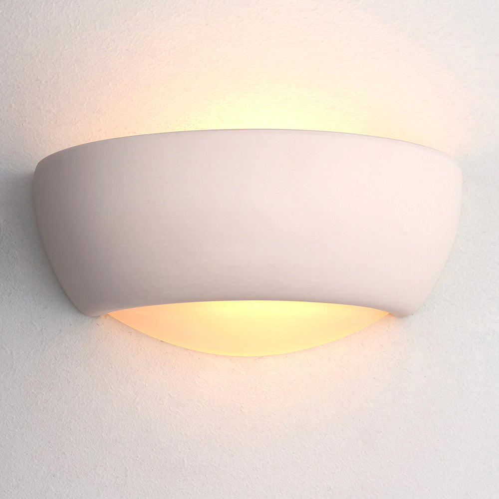 MILTON LED Half Moon Paintable Plaster Uplighter | 2700K Warm White ...