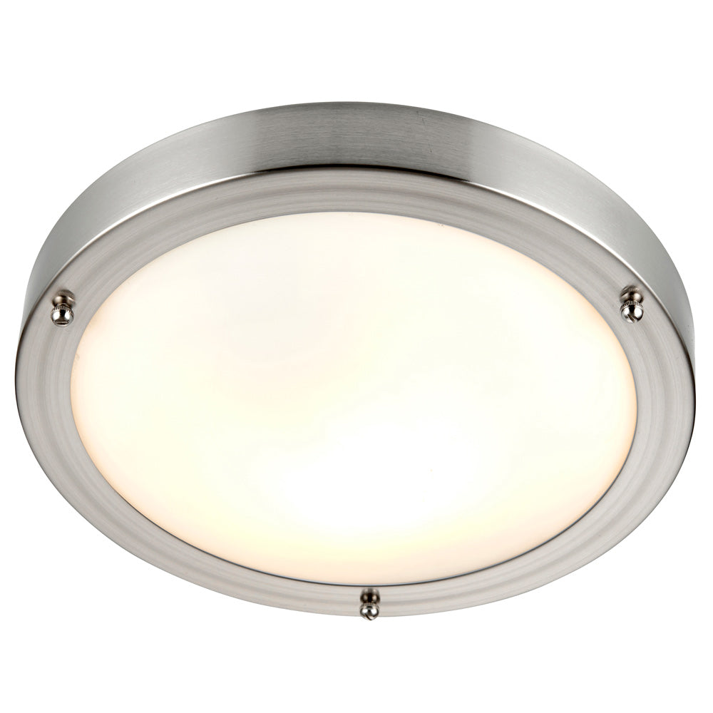 IP44 LED Slim Round Bathroom Bulkhead Light E27 IP44 | Brushed Chrome ...