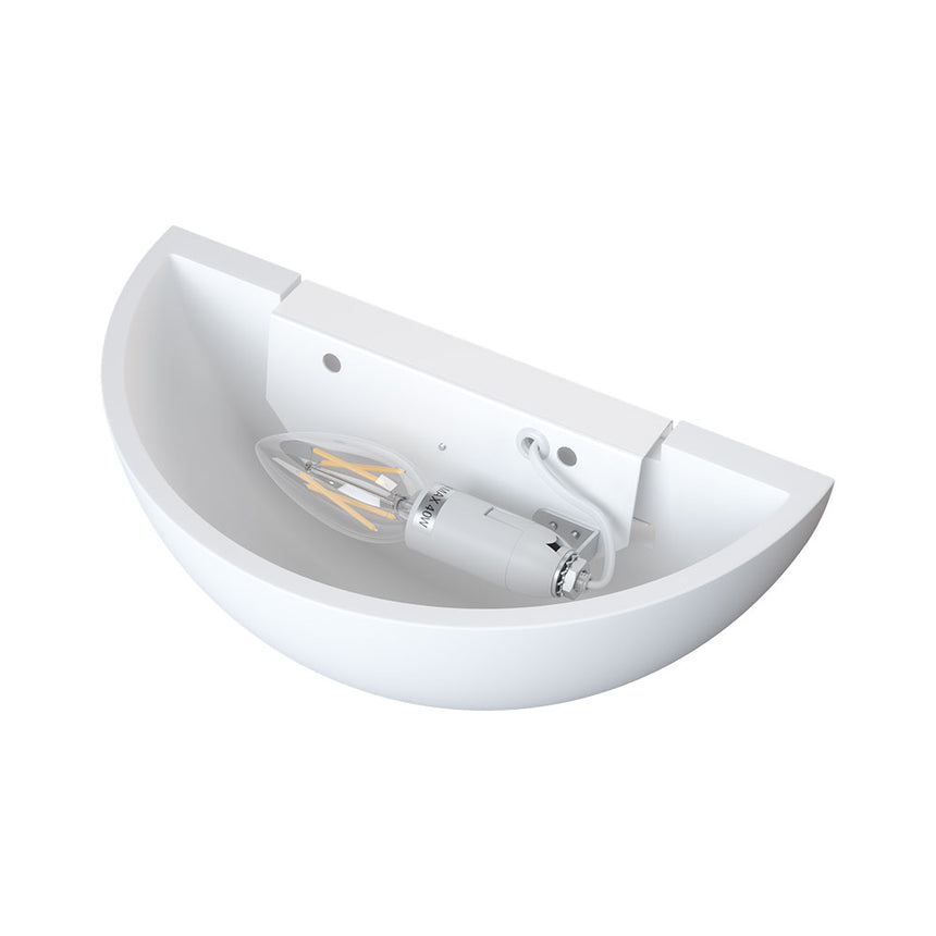 POPLAR E14 Half Moon Paintable Plaster Uplighter | Up Light Effect ...