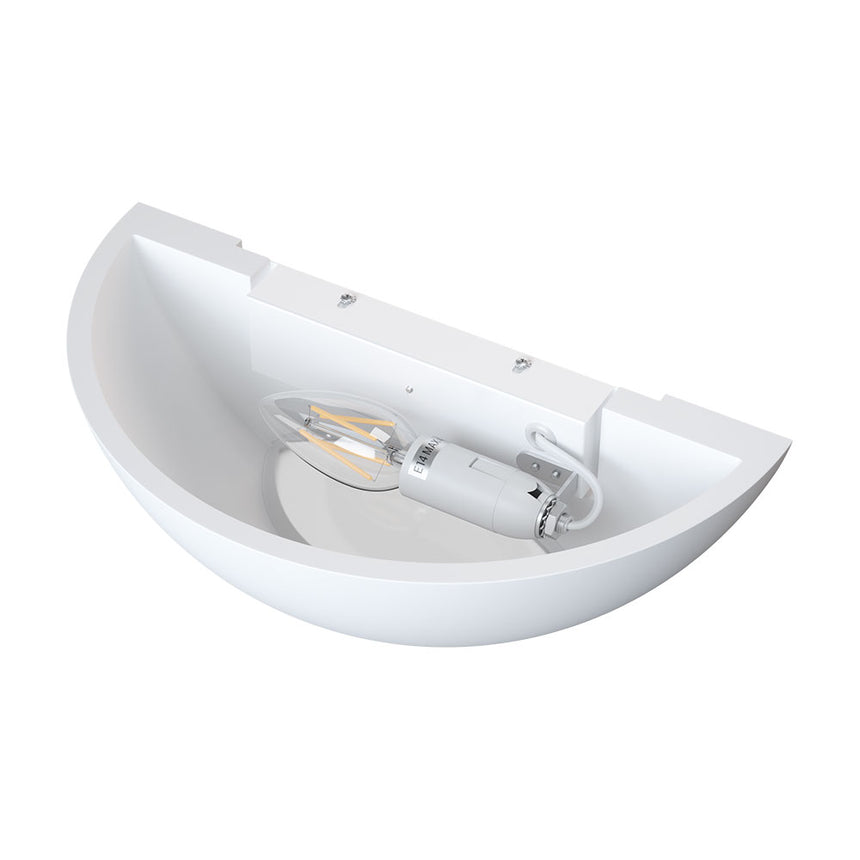 HALKIN Up Down Half Moon Plaster Uplighter Light | E14 SES– LightHub Direct