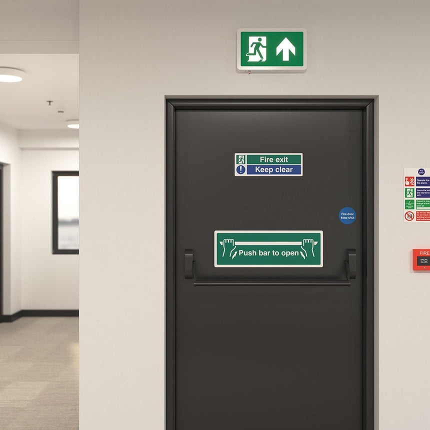Over Door LED Illuminated Maintained Fire Exit Box | 3hr Emergency ...